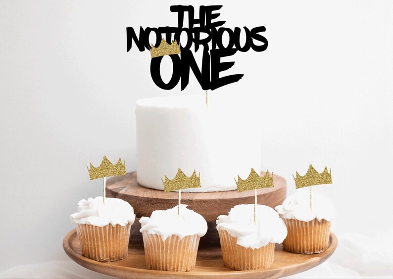 Gold Glitter Crown Cupcake Toppers, Notorious 1 Crown Cupcake Topper - Etsy