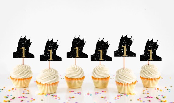 Notorious ONE black and gold cupcake toppers Paper & Party Supplies ...