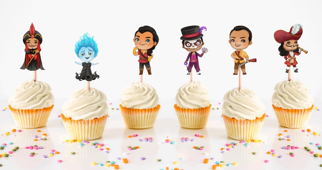 Male Villains Cupcake Toppers, Villain Party Supplies - Etsy