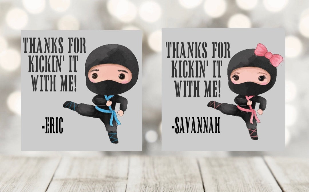 Ninja Gift Bag Stickers, Ninja Party Supplies, Ninja Thank You Stickers ...
