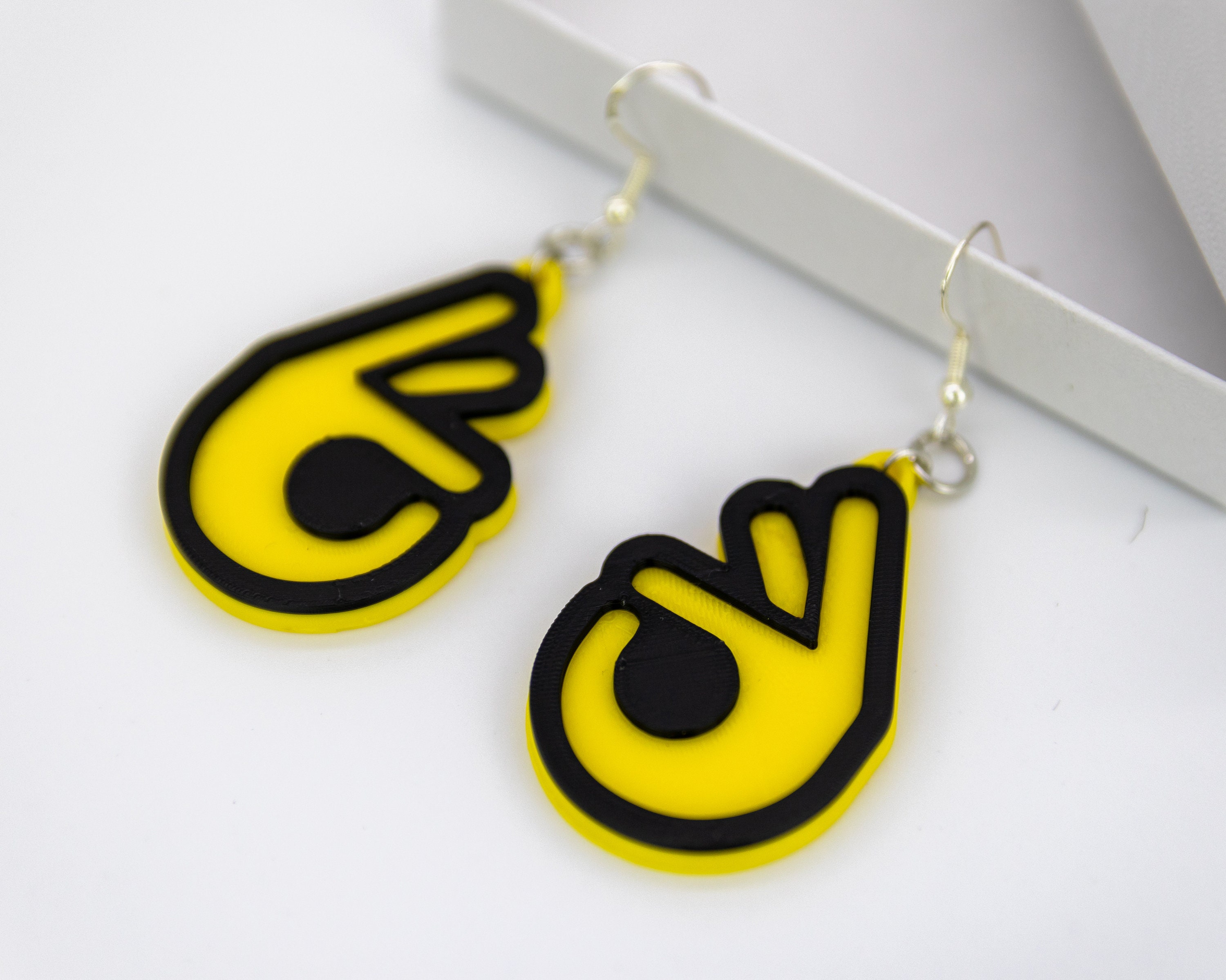 Okay Hand Sign Emoji Dangle Earrings 3D Printed | Etsy