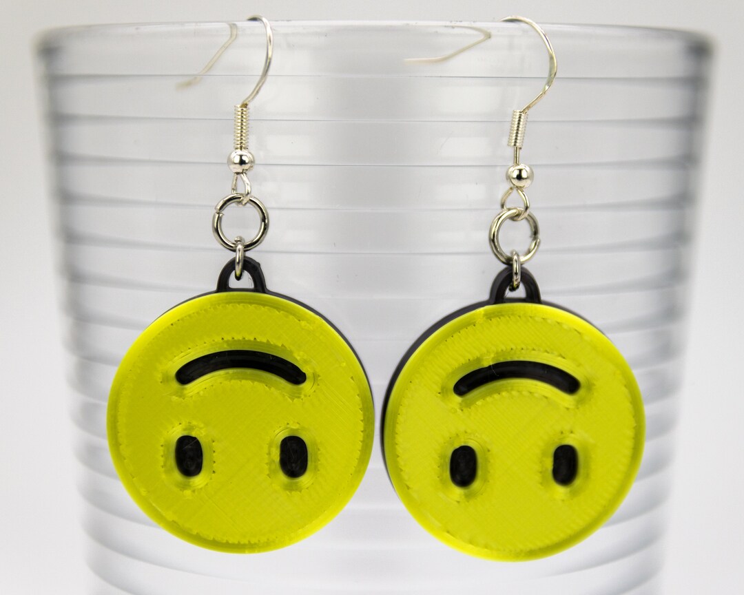 3D Printed Emoji Face Dangle Earrings Silly Sarcasm Fashion Jewelry - Etsy