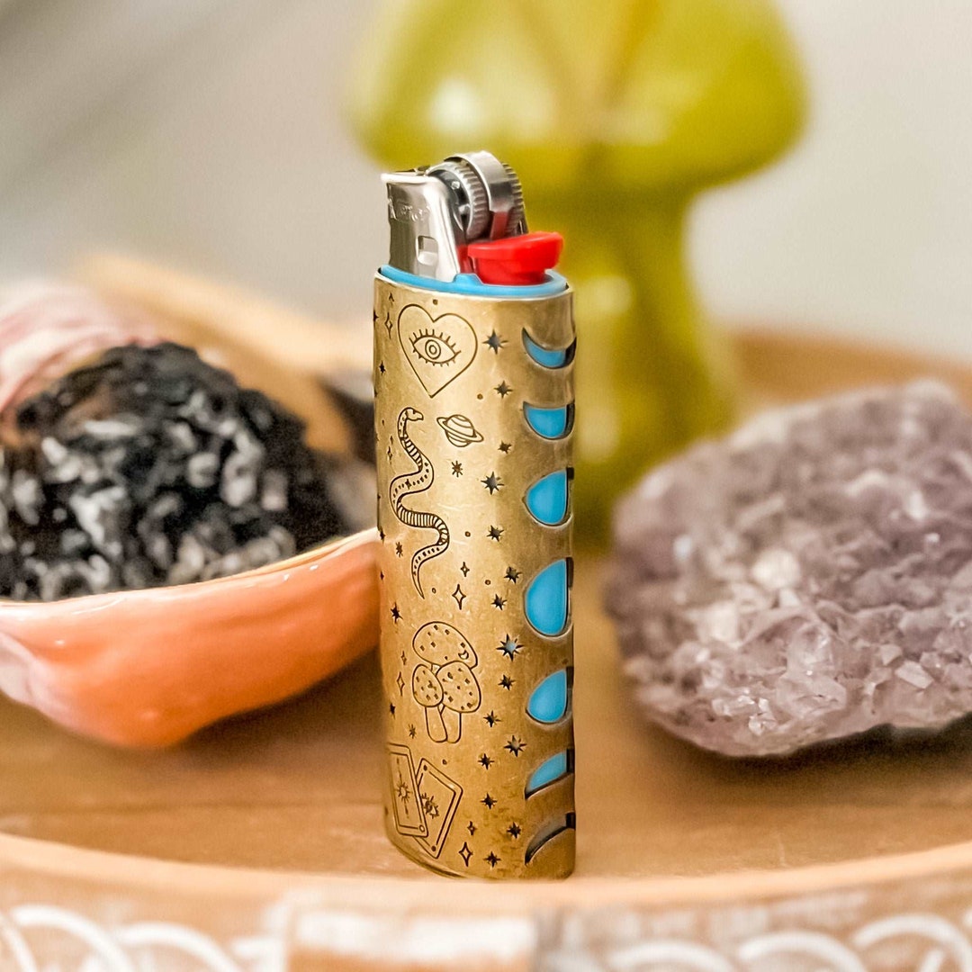 Brass Bic Lighter Case - Moon Lighter Case, Fire Magic, Altar Tool ...