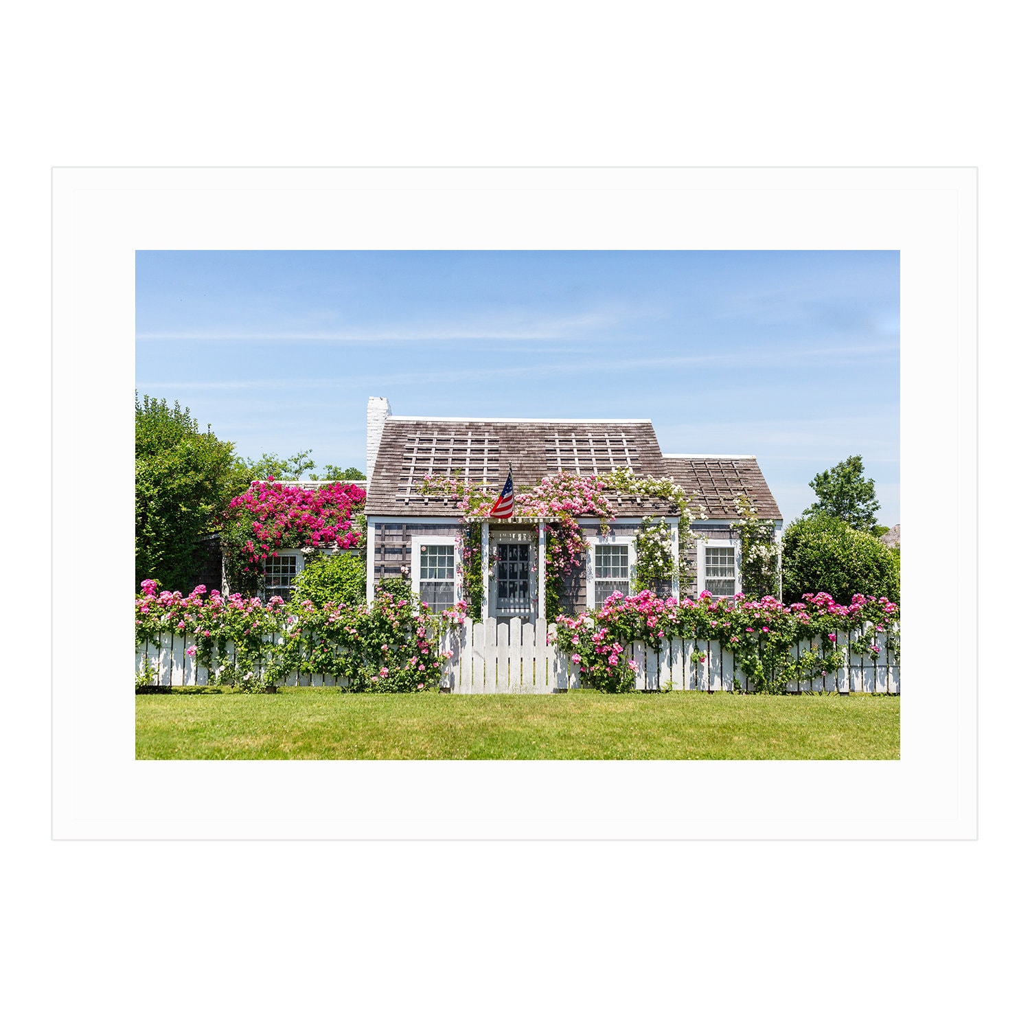 Rose Covered Cottage Horizontal Framed Nantucket Art Print - Etsy
