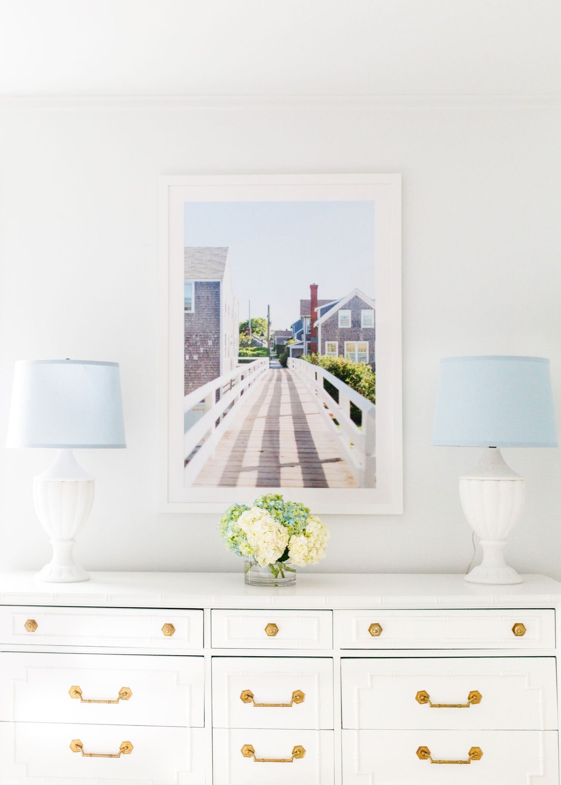 Hydrangea Driveway Framed Nantucket Art Print | Etsy