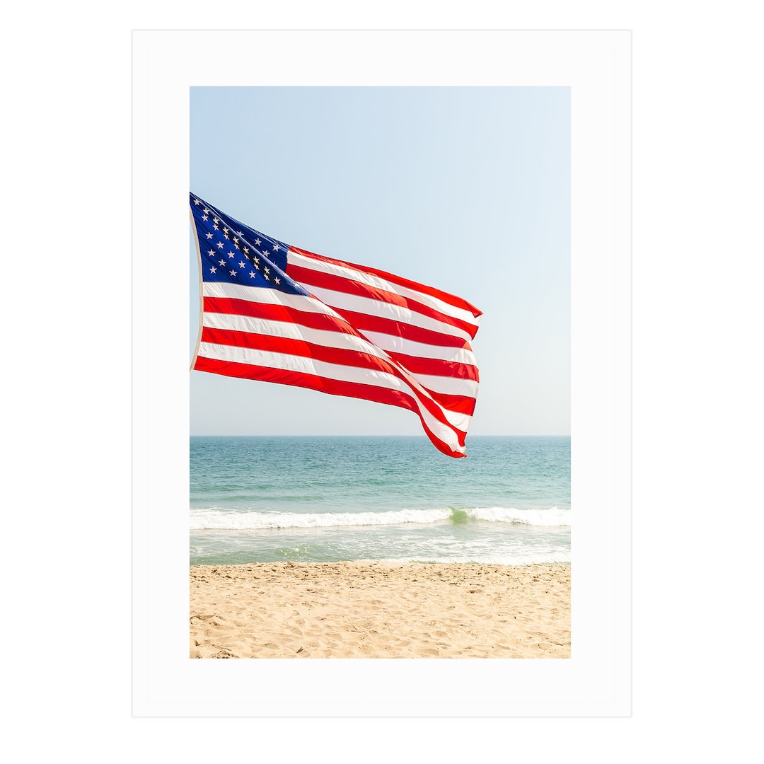 American Flag at Nobadeer Beach Framed Nantucket Art Print - Etsy