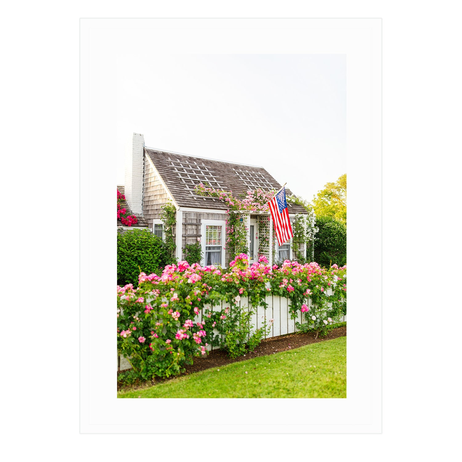 Rose Covered Cottage Framed Nantucket Art Print - Etsy