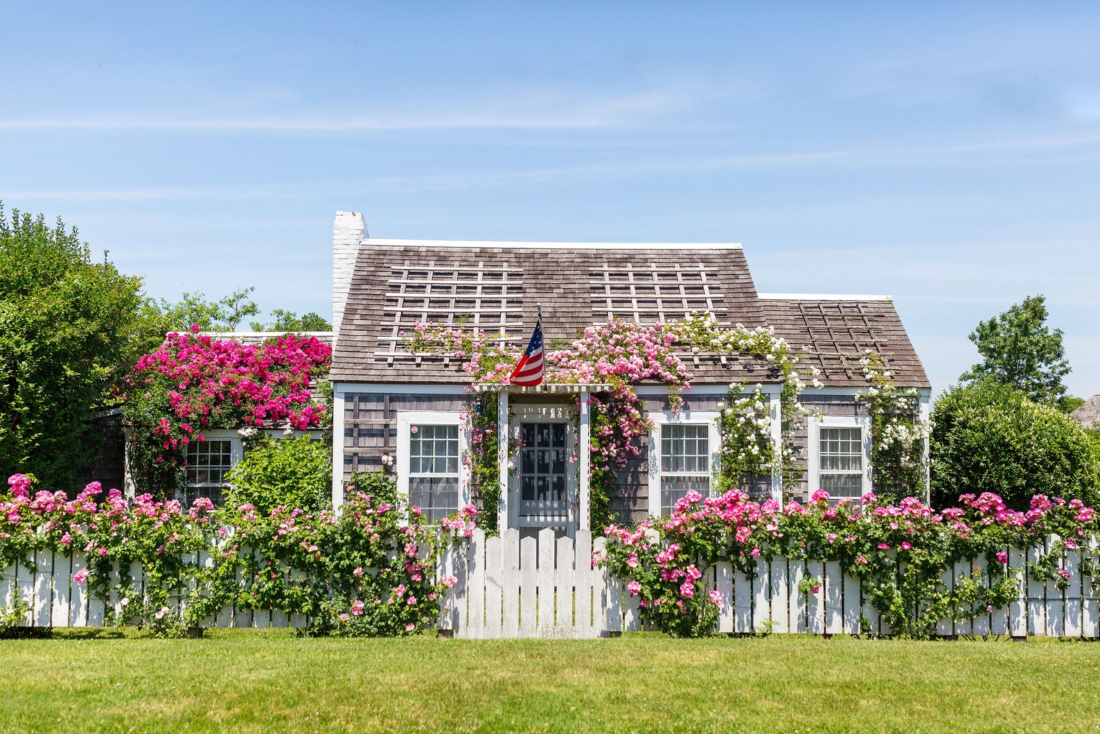Rose Covered Cottage Horizontal Framed Nantucket Art Print - Etsy