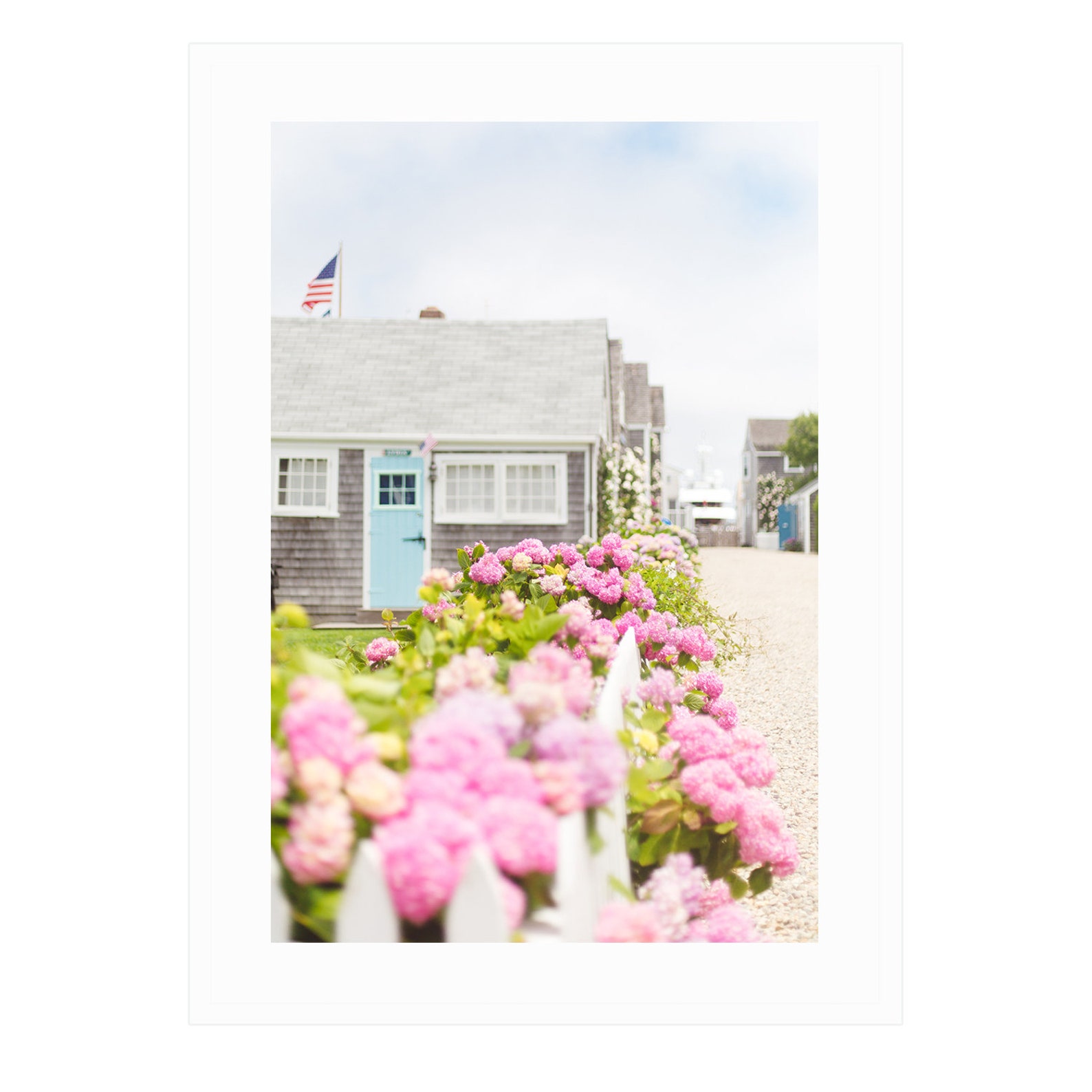 Hydrangea Cottage Framed Nantucket Art Print - Etsy