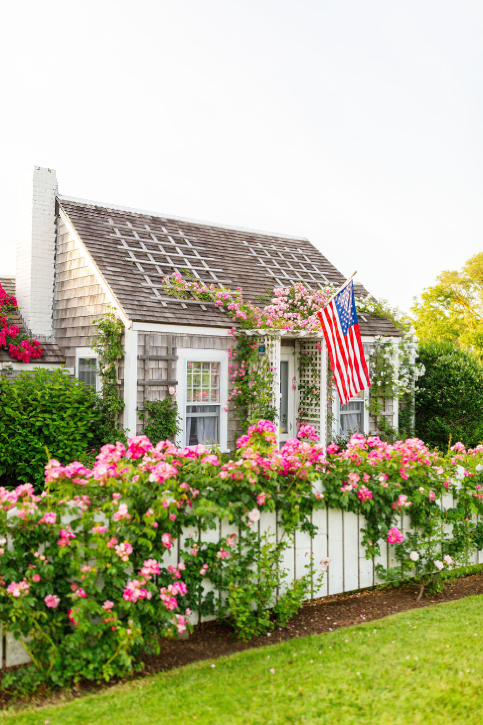Rose Covered Cottage Framed Nantucket Art Print - Etsy