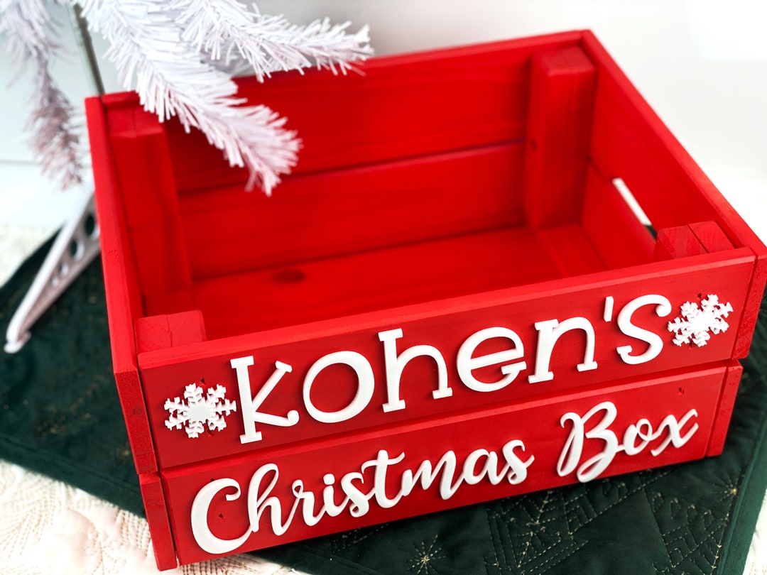 Personalized Christmas Eve Box, Wooden Christmas Eve Crate for Kids ...