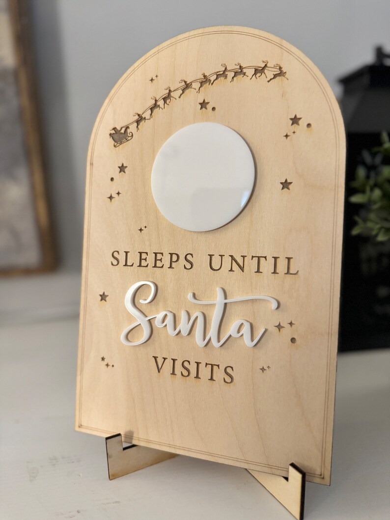 Christmas Countdown Sign, Advent Sign, Sleeps Until Santa Visits, Dry ...