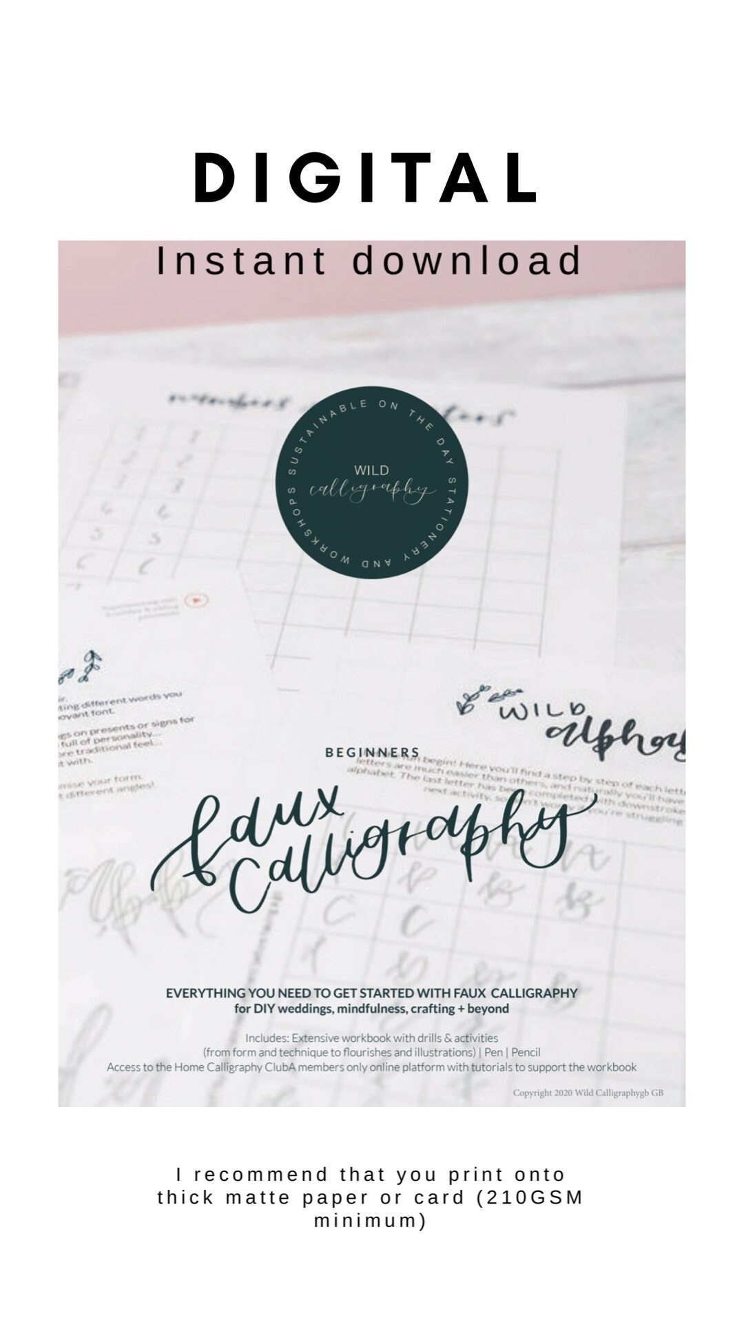 Deluxe Beginners Pen Calligraphy Workbook, Hand Lettering Drill Sheets, Video Tutorials for ...