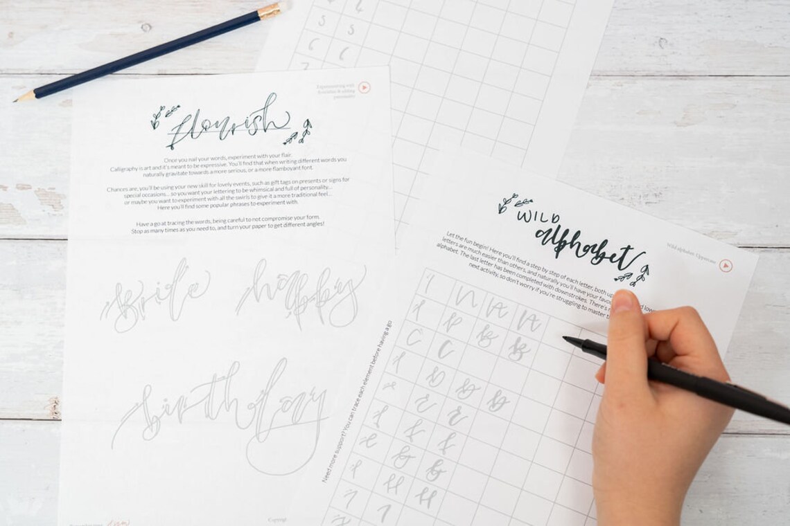 Deluxe Beginners Pen Calligraphy Workbook, Hand Lettering Drill Sheets ...