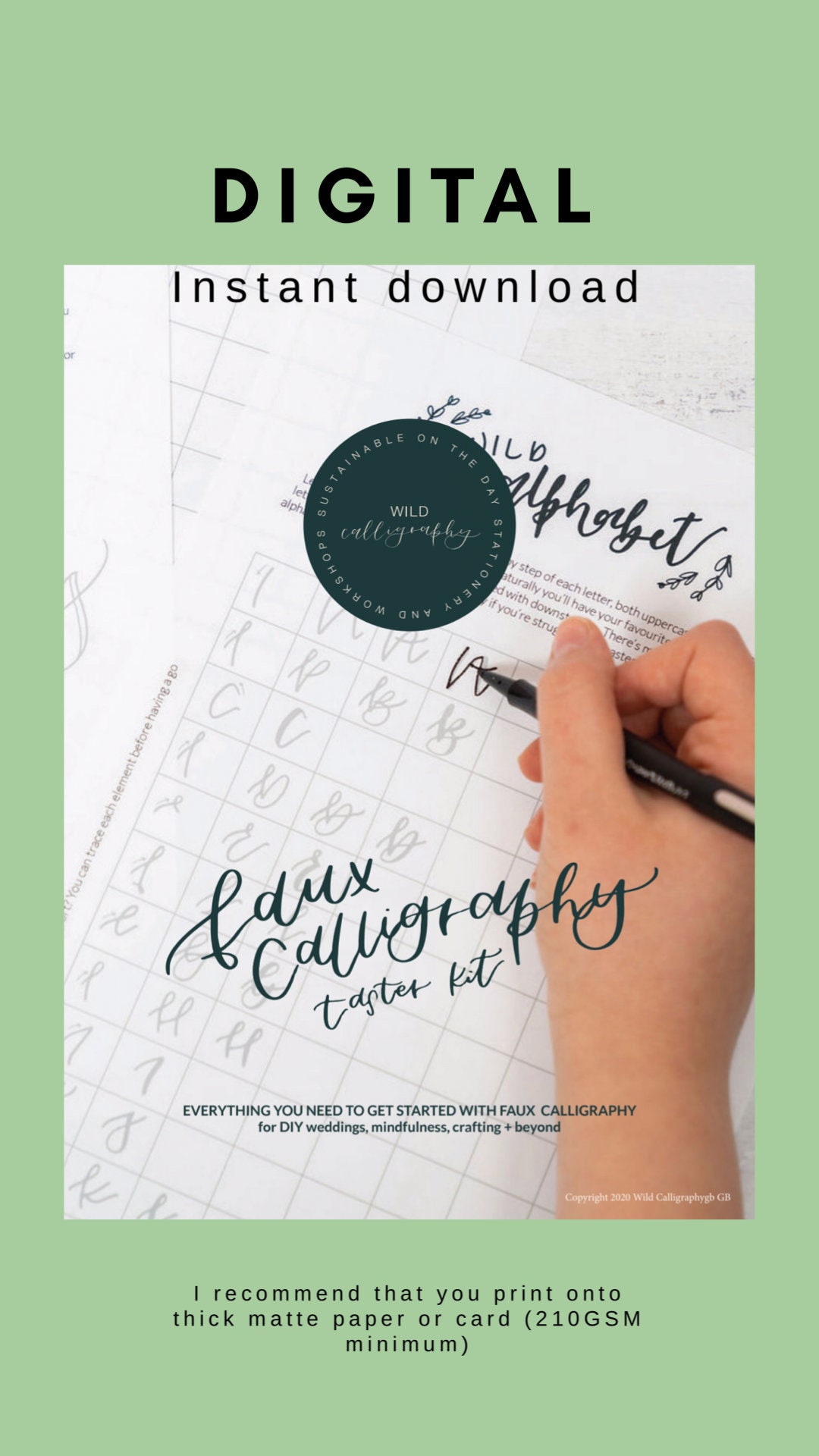Faux Calligraphy Taster Kit, Beginners Calligraphy Drills, Printable ...