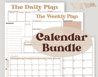 Printable Floral Monthly Calendar Bundle Planner Botanical - Etsy