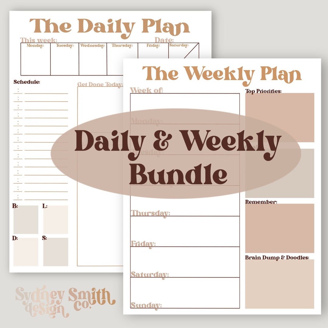 Digital Weekly & Daily Planner Bundle | Boho Aesthetic Planner Bundle ...