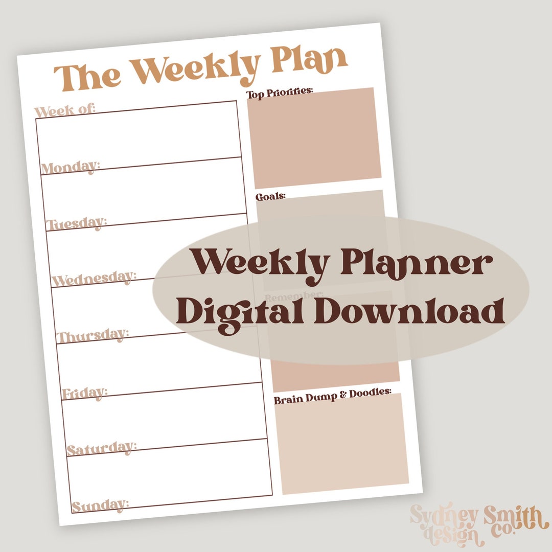 Digital Weekly Planner | Boho Aesthetic Planner | Weekly Planner ...