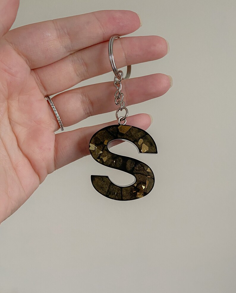 Black & Gold Letter Keychains - Etsy