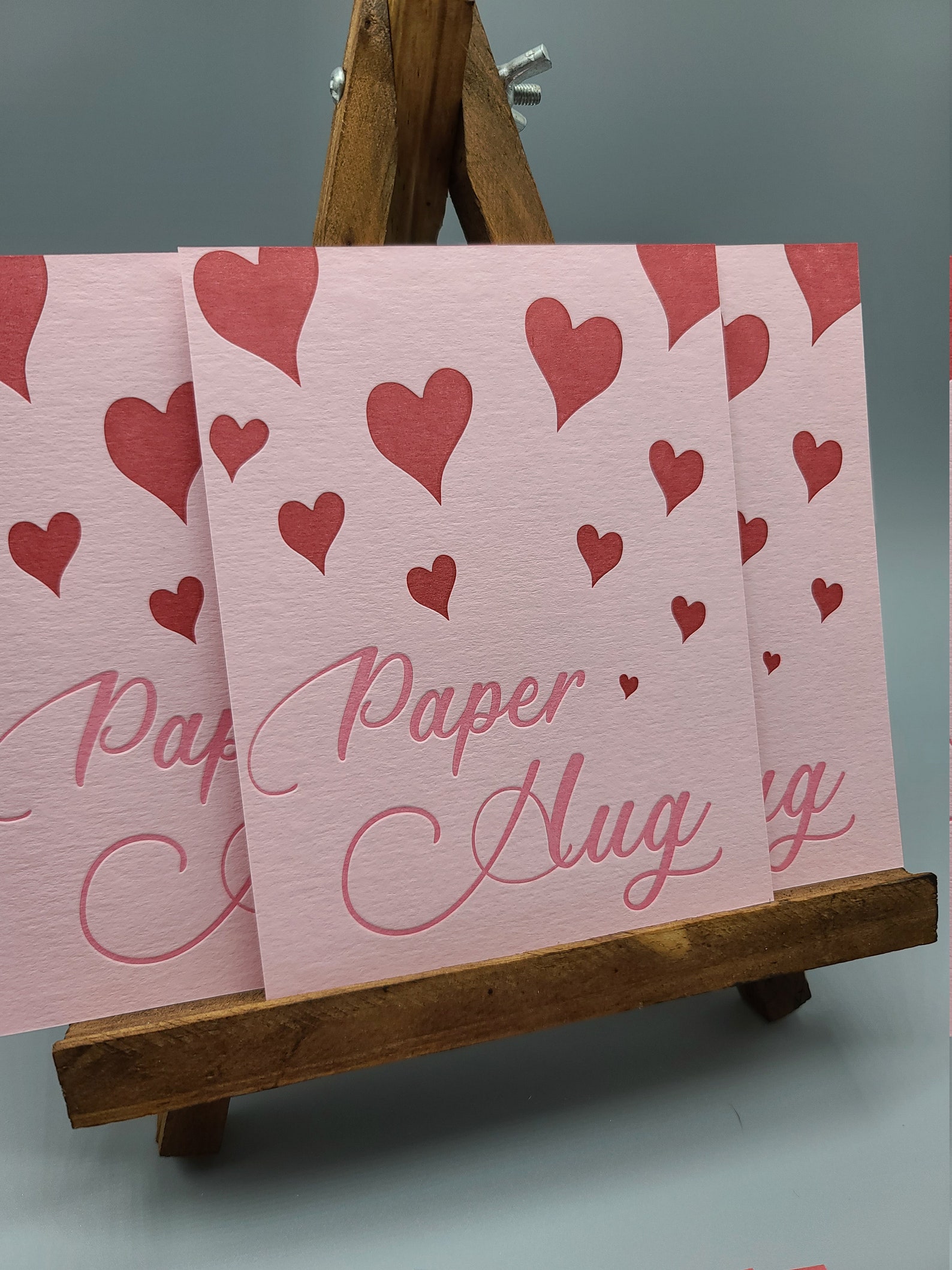 Set of Six Pink Paper Hug Letterpress Postcards - Etsy