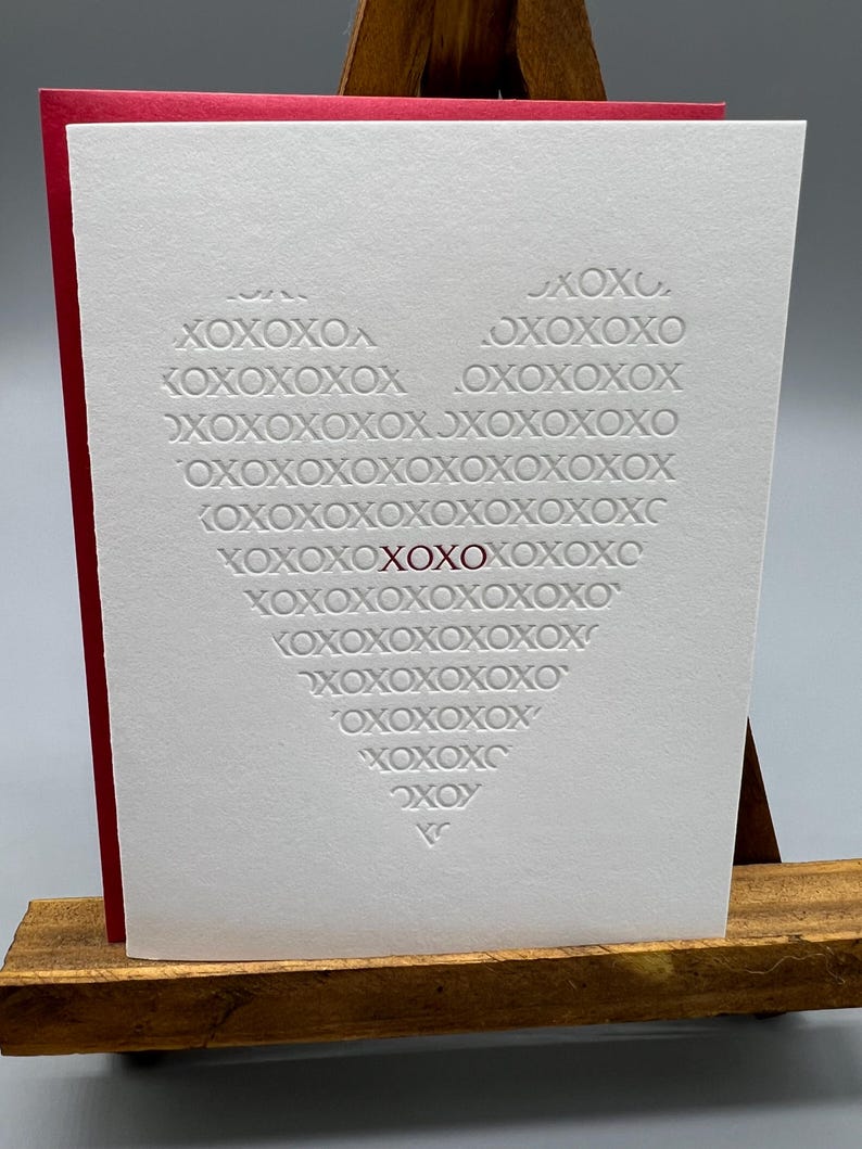 Xoxo Valentine's Letterpress Card Heart Shape - Etsy