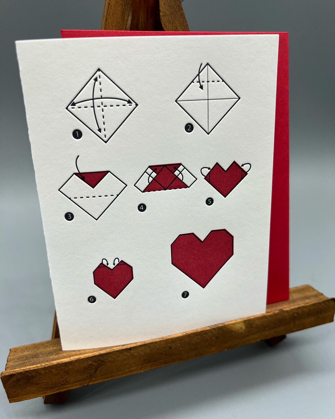 Valentines Day Letterpress Origami Heart Card - Blank Inside - Etsy