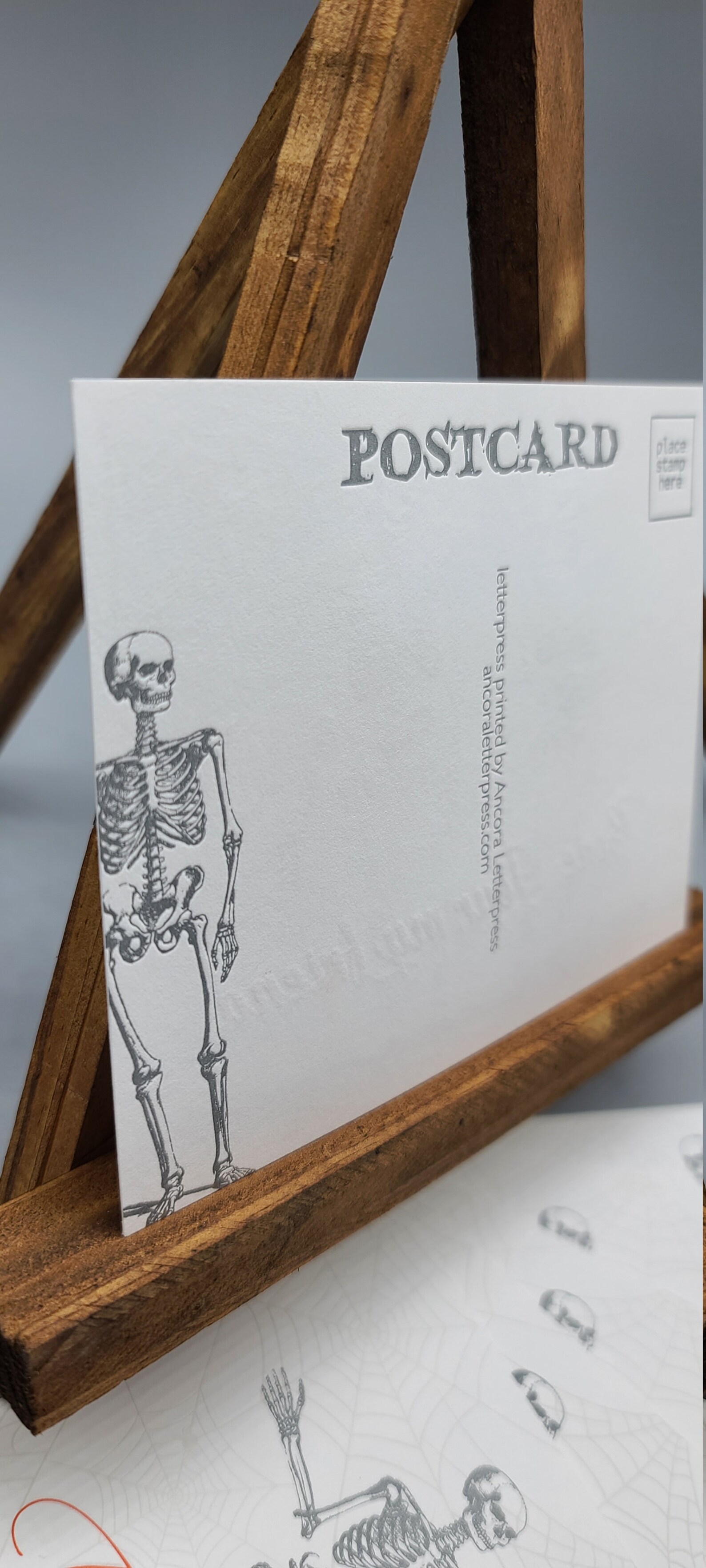 Set of Six Halloween Skeleton Letterpress Printed Postcards Spooky - Etsy