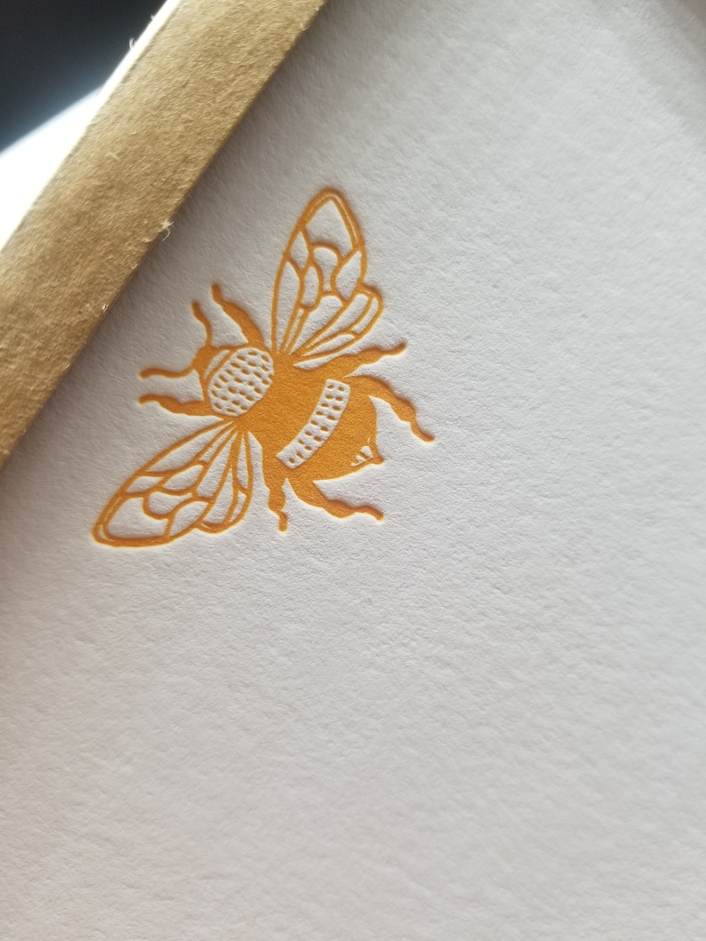 Letterpress Printed Bee Notecards - Etsy