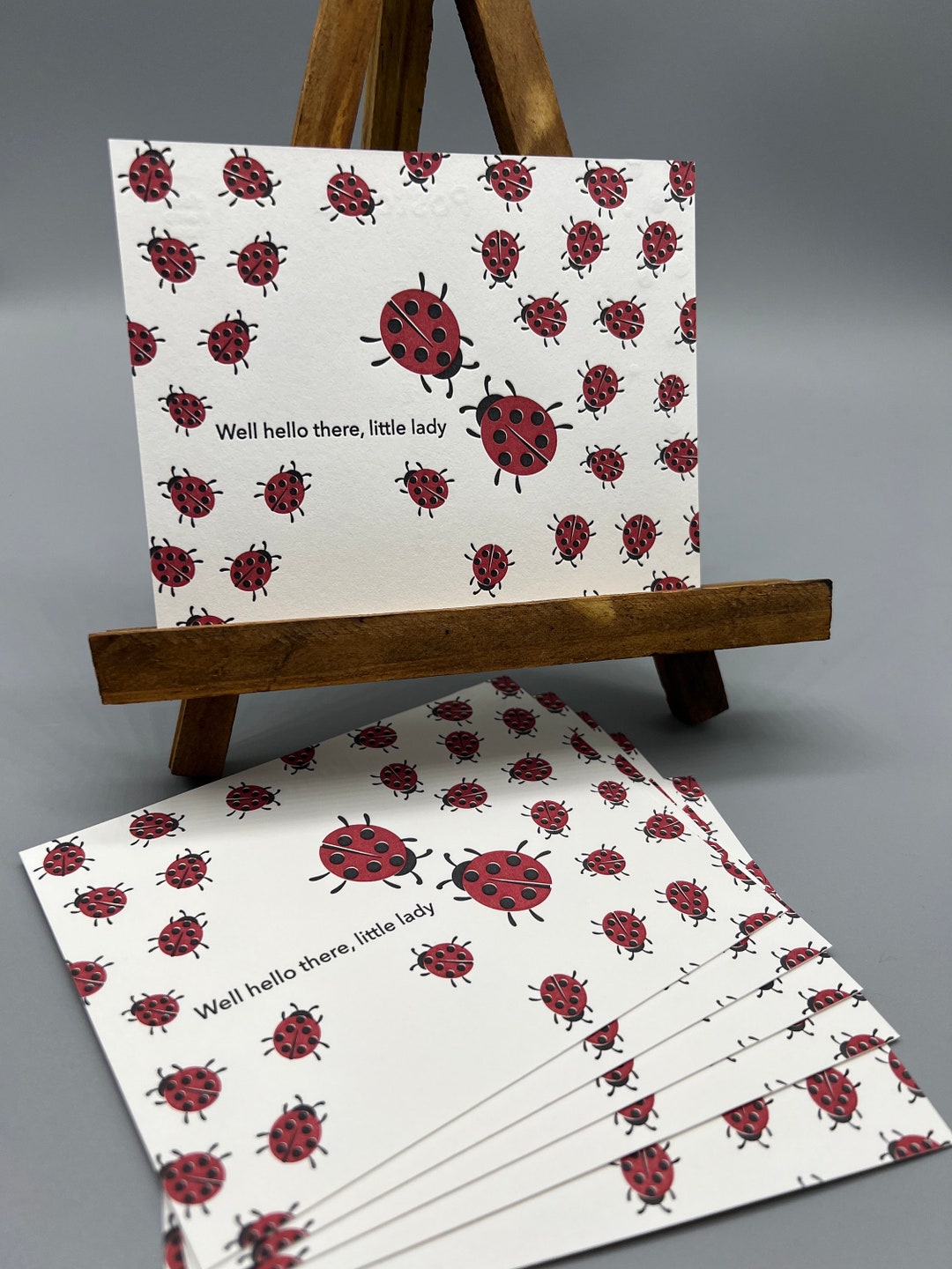 Set of Six Ladybugs Letterpress Postcards - Etsy
