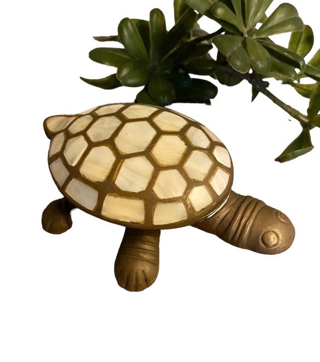 Brass and Mother of Pearl Turtle Trinket Box - Etsy