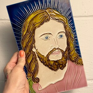 Vintage Ceramic Jesus Plaque, Vintage Pottery - Etsy