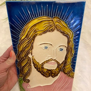 Vintage Ceramic Jesus Plaque, Vintage Pottery - Etsy