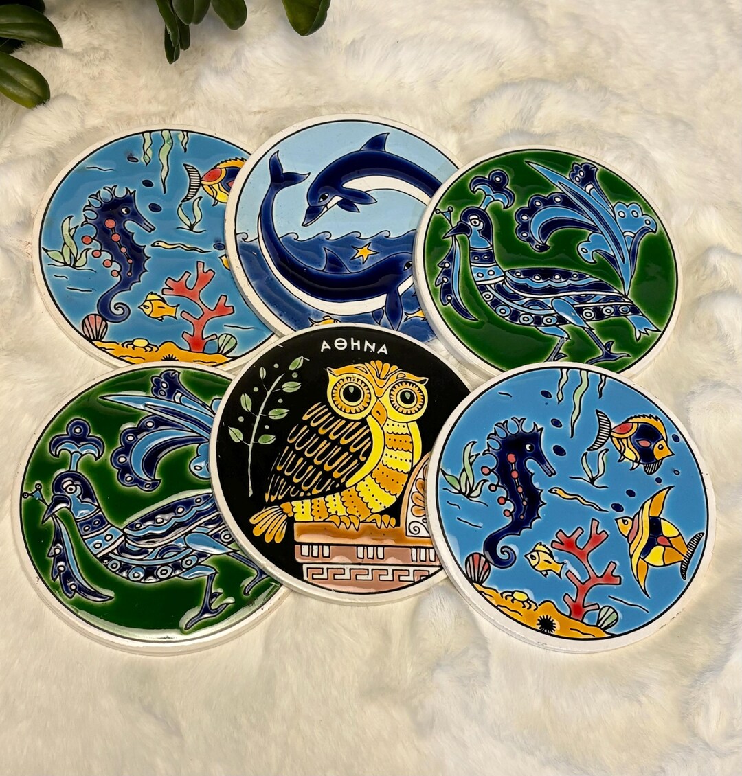 Vintage Coasters From Greece - Etsy