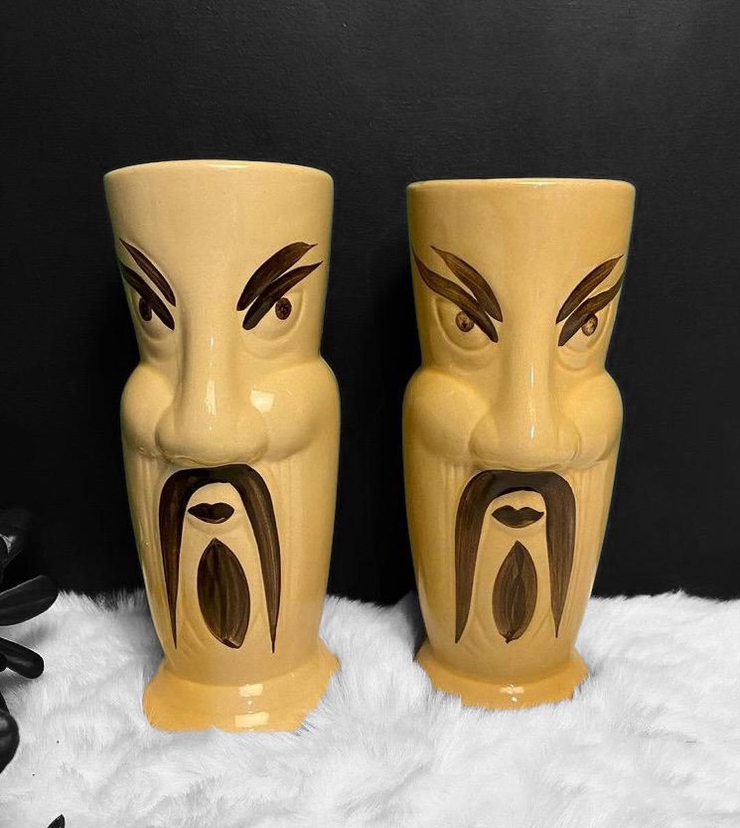 Vintage Fu Manchu Tiki Mugs - Etsy