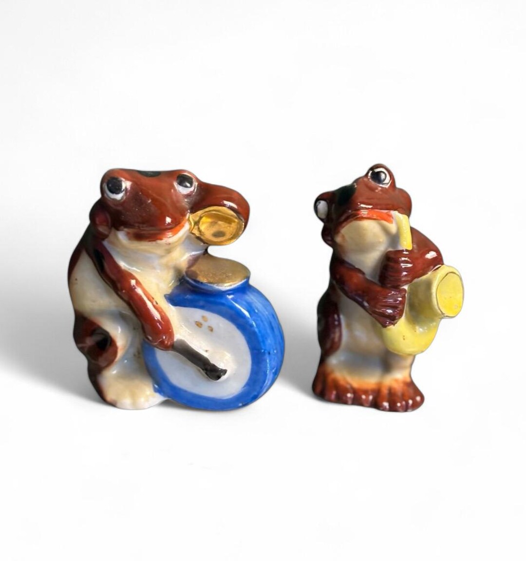 Vintage Frogs Playing Instruments, Occupied Japan Figurines - Etsy