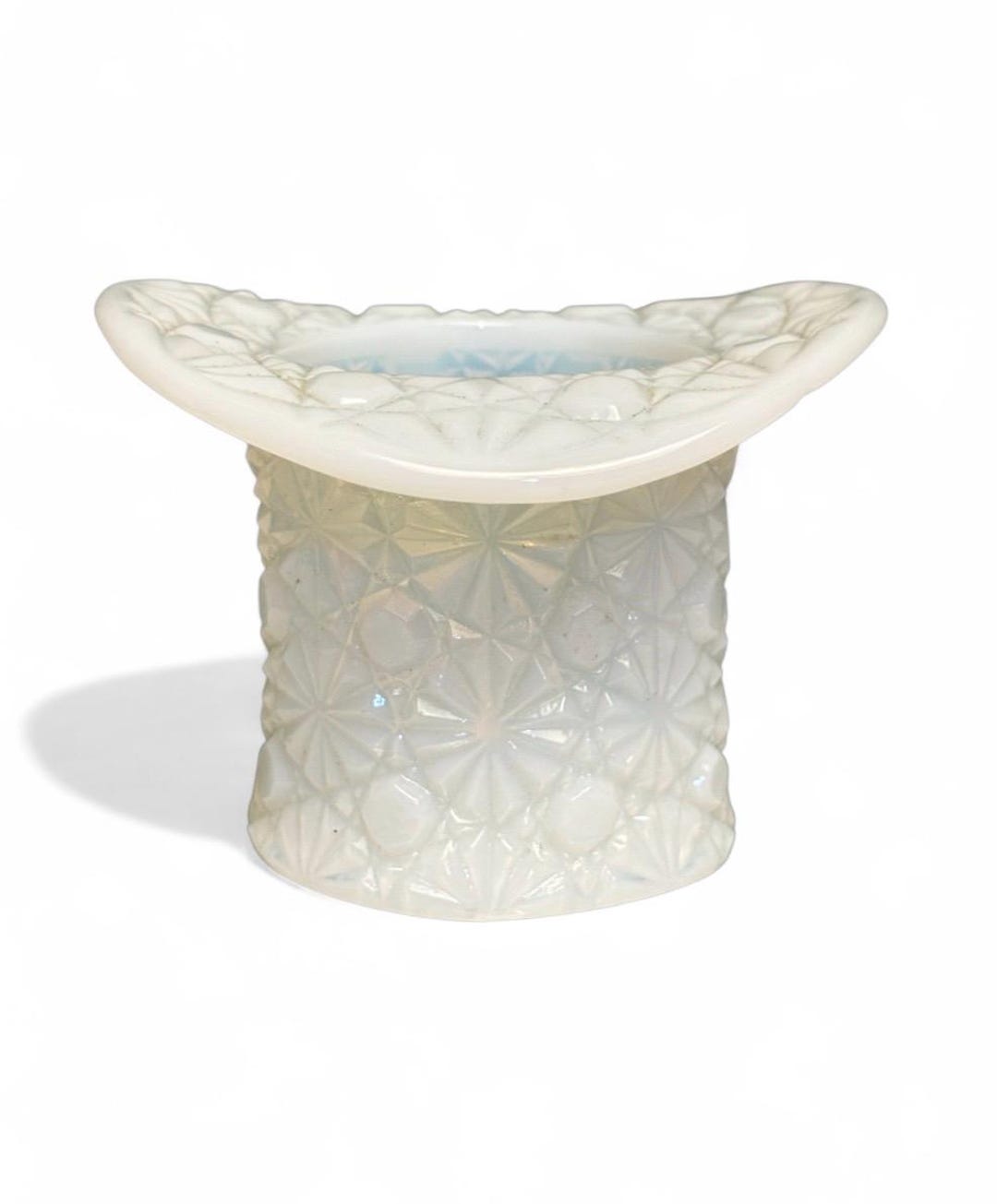 Vintage Milk Glass Top Hat, Iridescent Milk Glass Hat Toothpick Holder ...