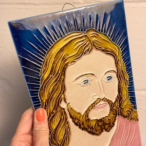 Vintage Ceramic Jesus Plaque, Vintage Pottery - Etsy
