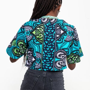 Cowl-neck African Print Crop Top With Half Sleeve - Matching Items ...