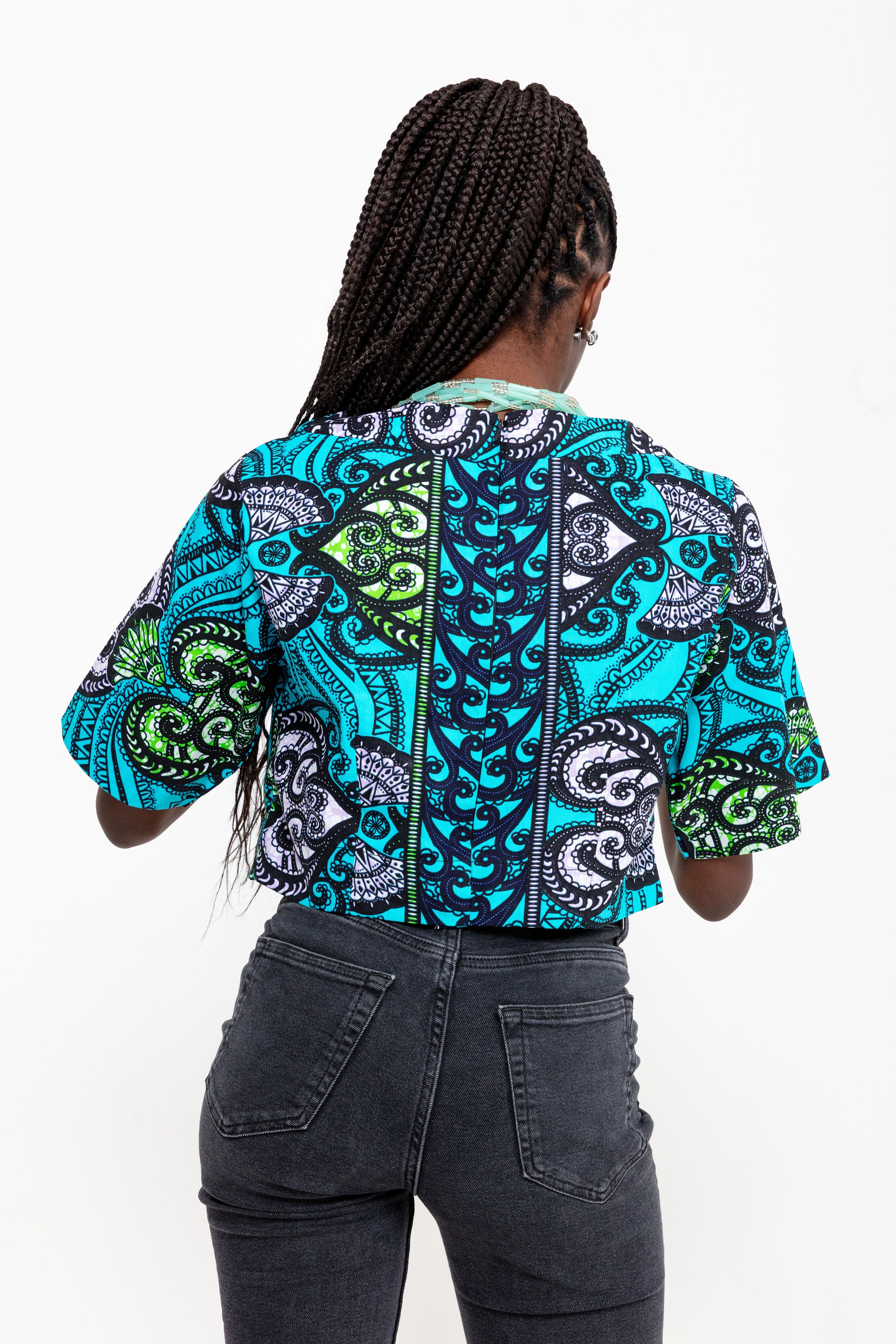 Cowl-neck African Print Crop Top With Half Sleeve - Matching Items ...