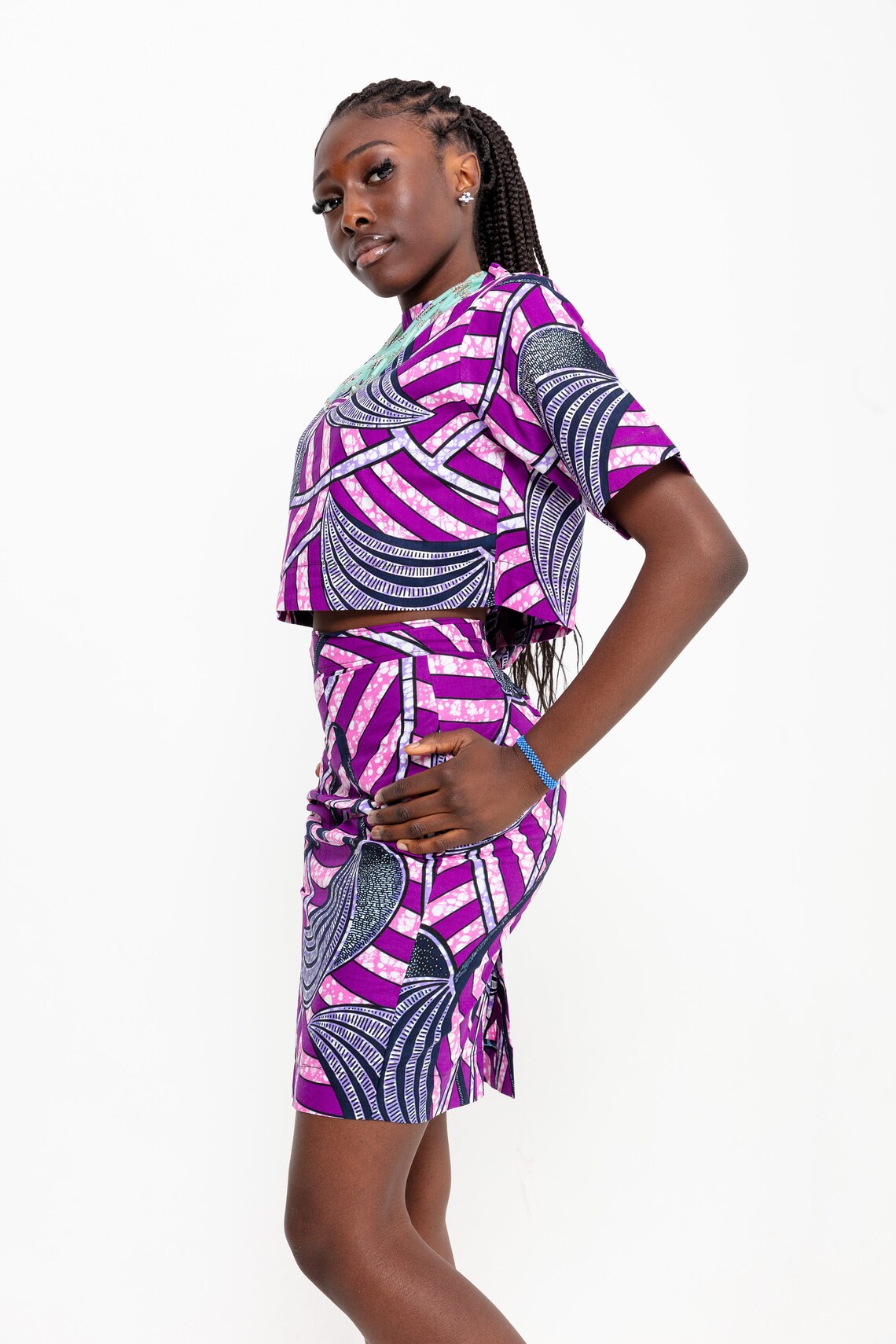 Cowl-neck African Print Crop Top With Half Sleeve Matching Items ...