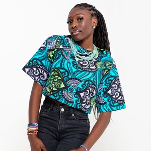 Cowl-neck African Print Crop Top With Half Sleeve - Matching Items ...