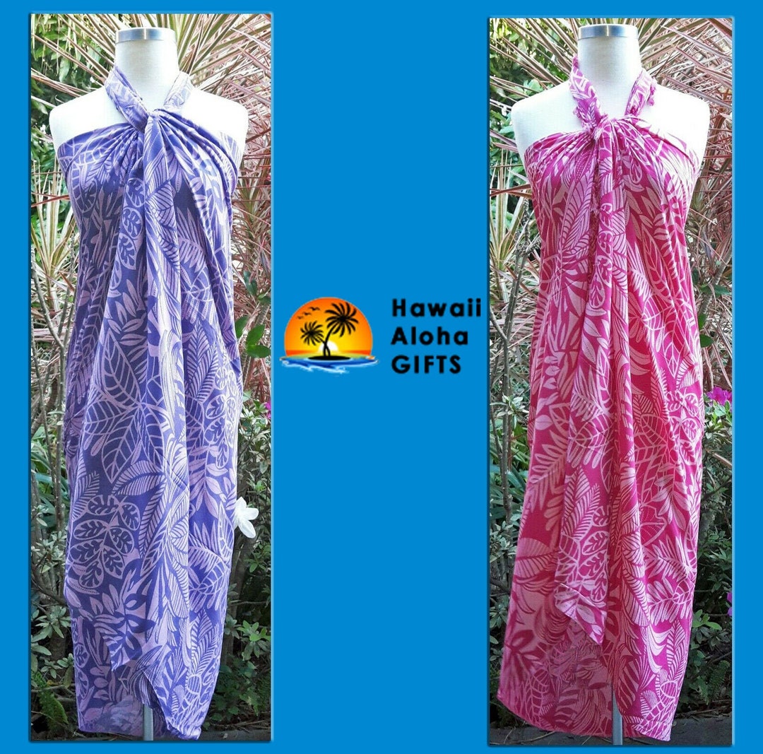 New Hawaii Sarong Pareo White Leaves Hawaiian Luau Cruise Wrap - Etsy