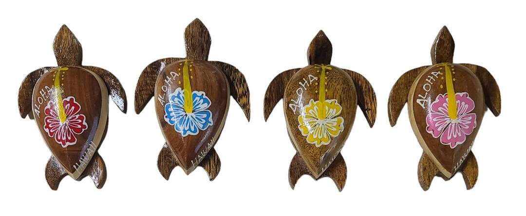 Hawaii Aloha Design Wooden Turtle Refrigerator Kitchen Magnet 4 X 3 X 1 ...