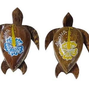 Hawaii Aloha Design Wooden Turtle Refrigerator Kitchen Magnet 4 X 3 X 1 ...