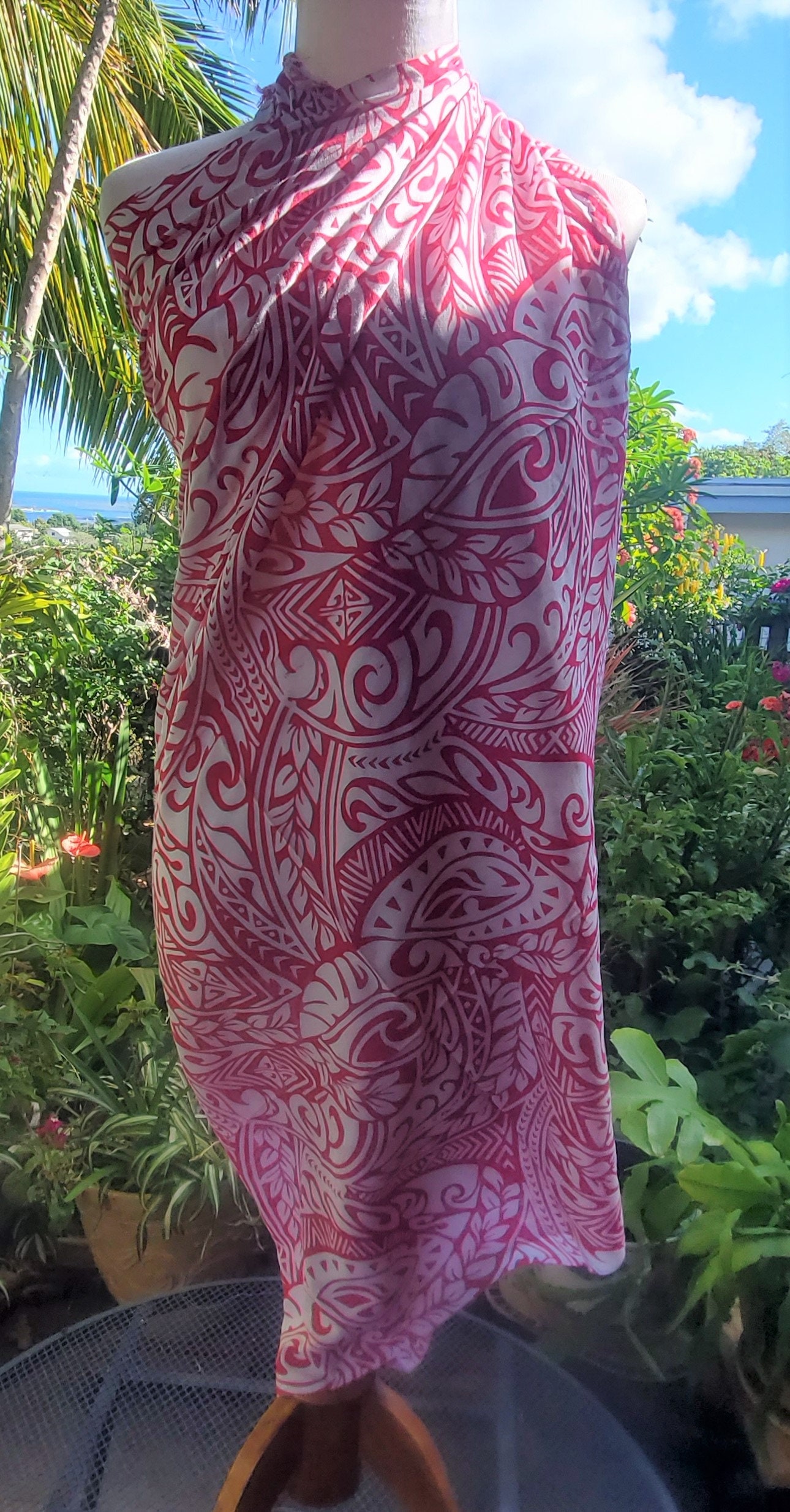 New Hawaii Sarong Pareo White Leaves Hawaiian Luau Cruise Wrap - Etsy