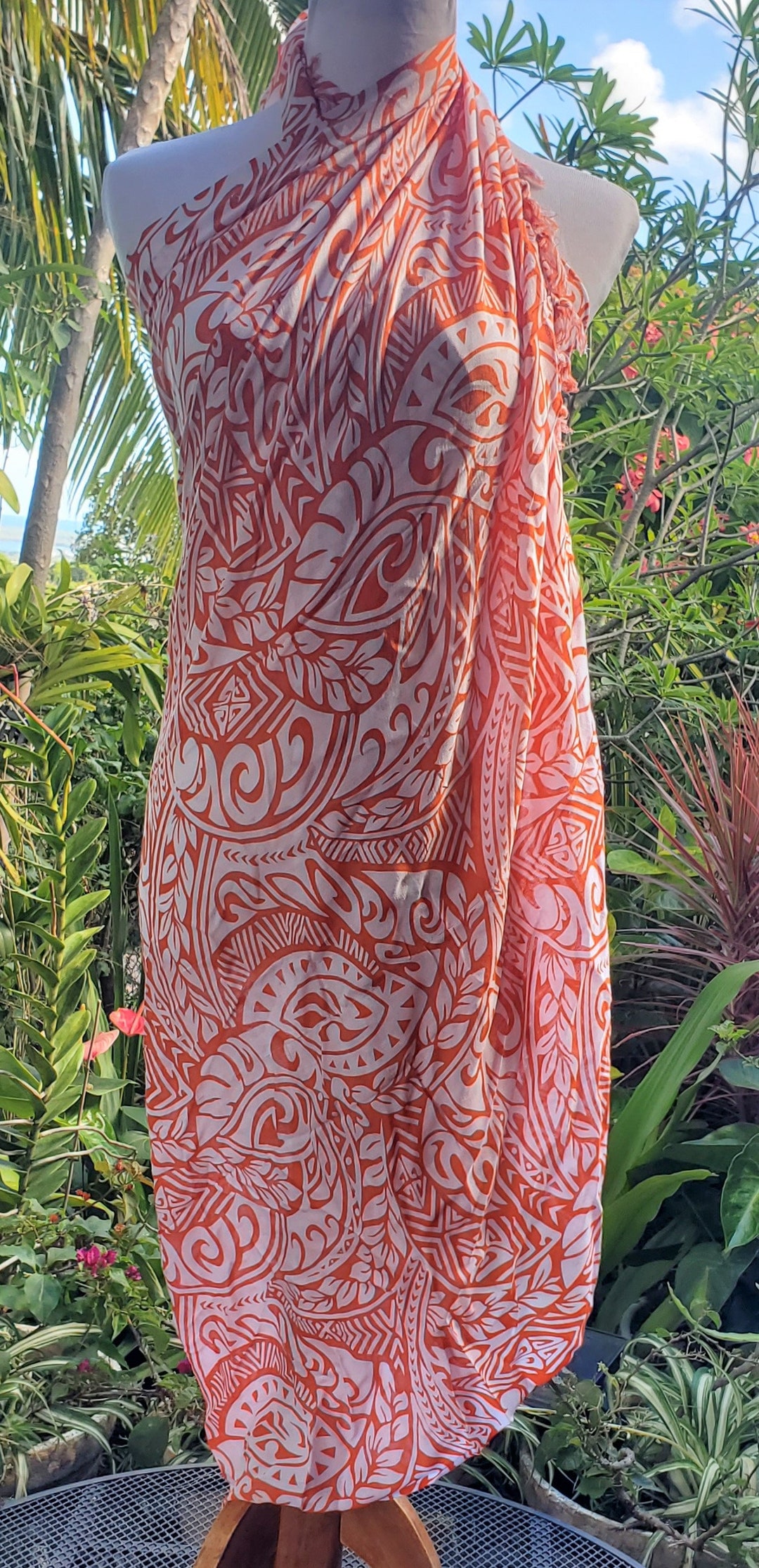 New Hawaii Sarong Pareo White Leaves Hawaiian Luau Cruise Wrap Dress ...