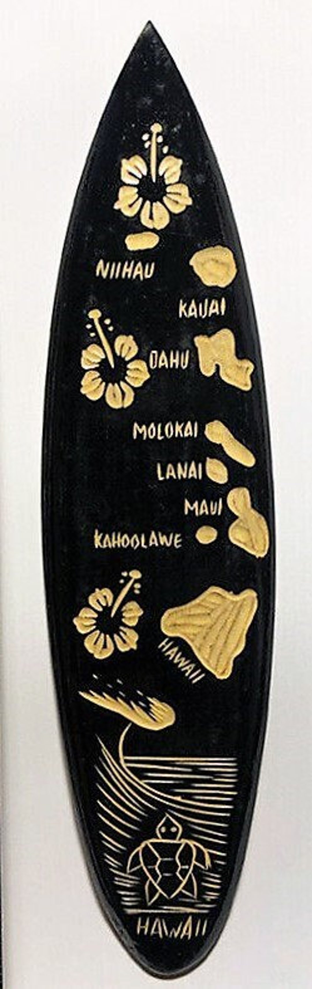 Mini Carved Surfboard 15.75" X 3.75" X 0.25" Turtle Dolphin Hawaii ...