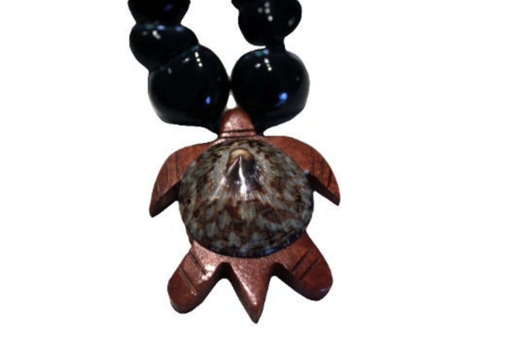 Hawaiian Style Black or Brown Kukui Nut Choker Lei Necklace W/ Opihi ...