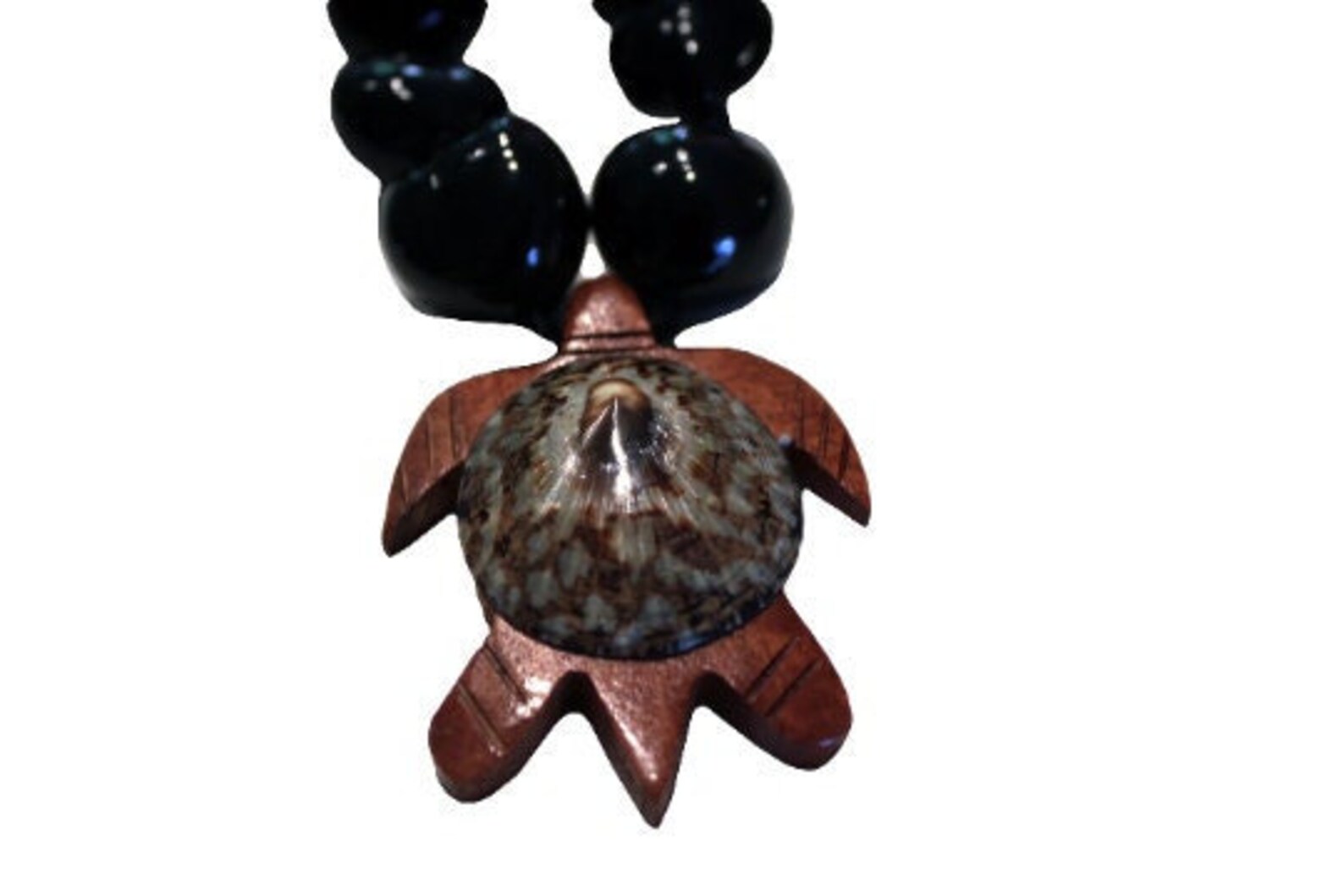 Hawaiian Style Black or Brown Kukui Nut Choker Lei Necklace W/ Opihi ...