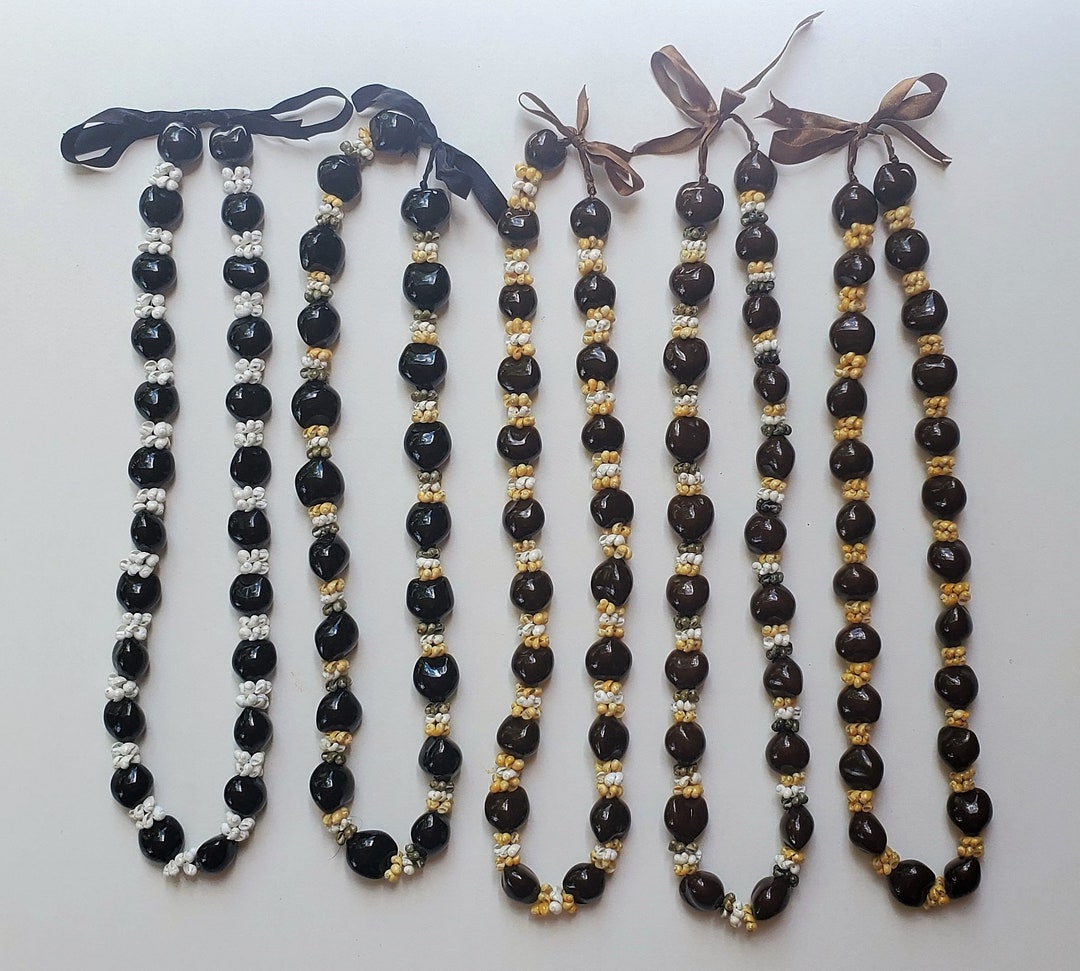 32" Kukui Nut Necklace Lei With Mongo Shells 30 Pcs Wholesale - Etsy